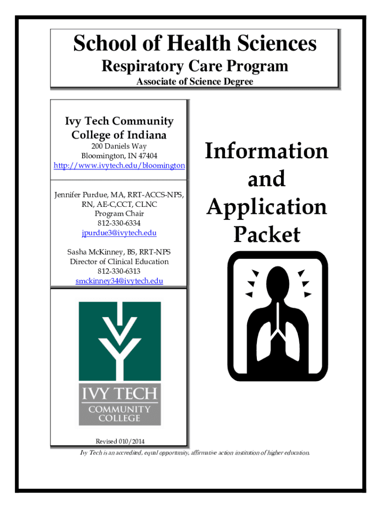 Fillable Online School of Health Sciences - Respiratory Care Program ...