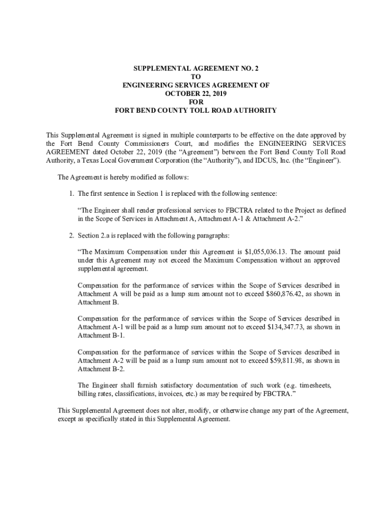 Fillable Online SUPPLEMENTAL AGREEMENT NO. 2 TO ENGINEERING ... Fax ...