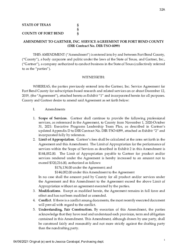 Fillable Online SERVICE AGREEMENT FOR FORT BEND COUNTY Fax Email Print - pdfFiller