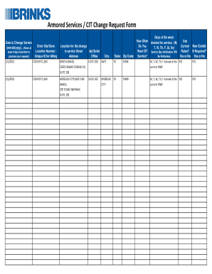 Fillable Online Armored Services / CIT Change Request Form Fax Email ...