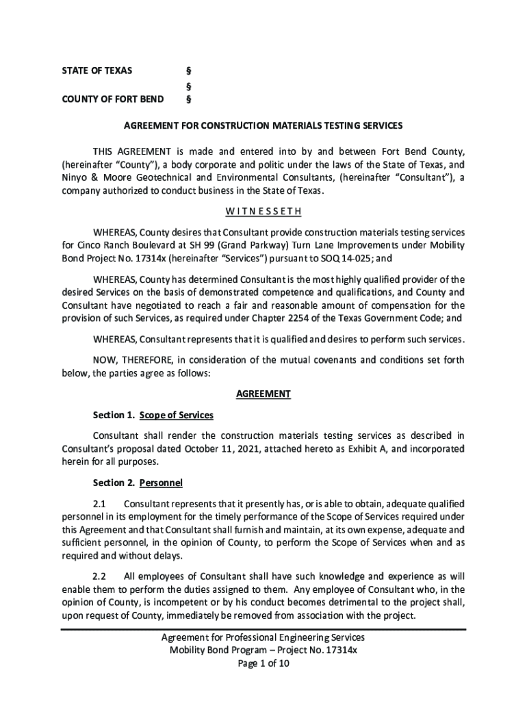 Fillable Online draft-agreement-ninyo-moore-cinco-ranch-turn-lanes-17314x.pdf Fax Email Print ...