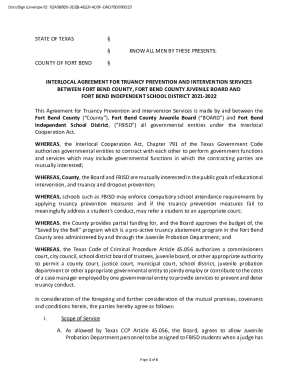 Fillable Online INTERLOCAL AGREEMENT FOR TRUANCY PREVENTION AND ...