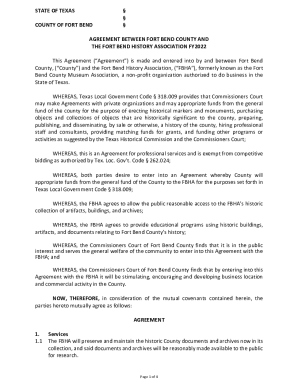 Fillable Online agreement between fort bend county and Fax Email Print ...