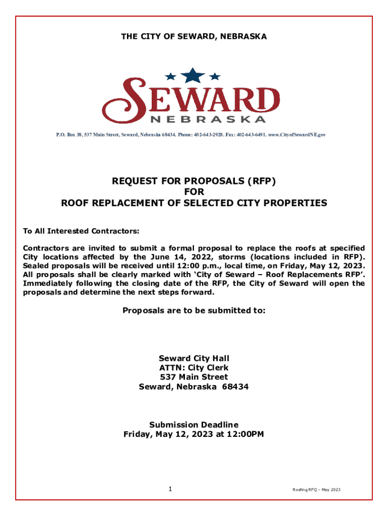 Fillable Online REQUEST FOR PROPOSALS (RFP) FOR ROOF REPLACEMENT ...