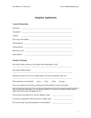 Fillable Online Dog Adoption Application Form Fax Email Print - pdfFiller