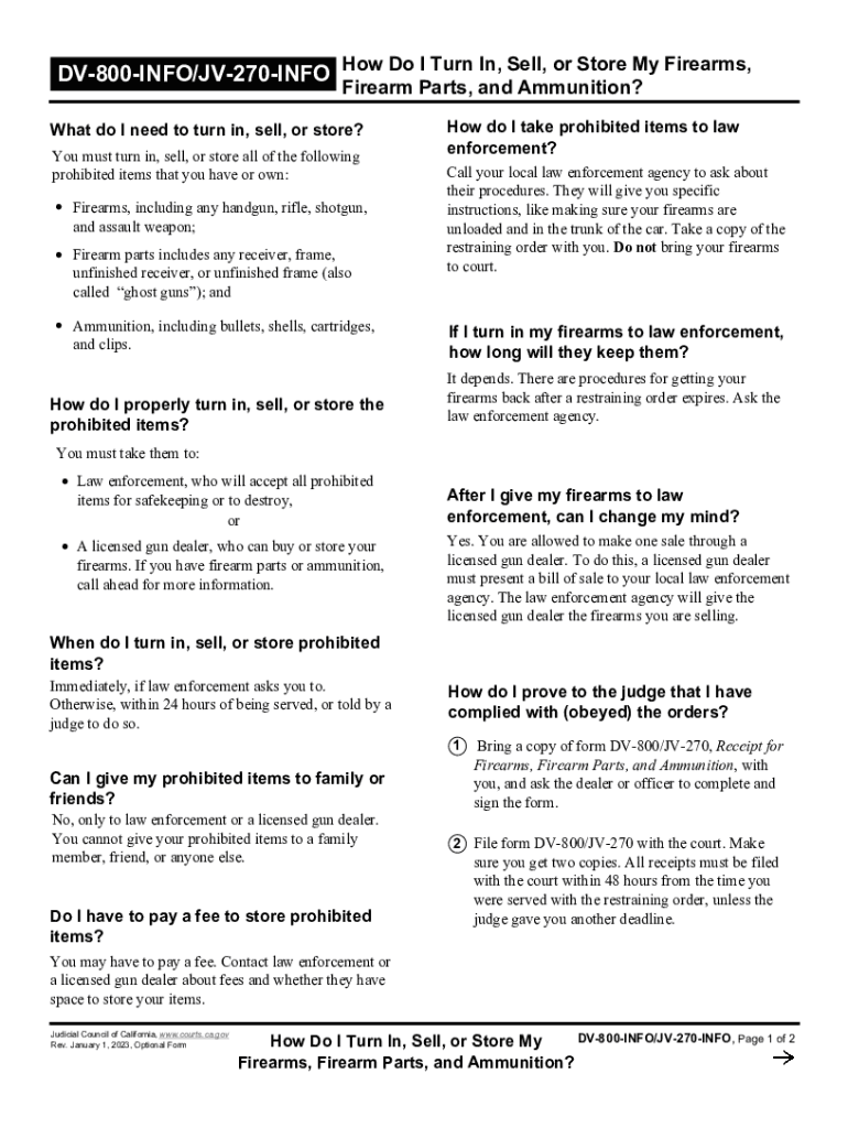 Fillable Online DV-800-INFO How Do I Turn In, Sell, or Store My ...