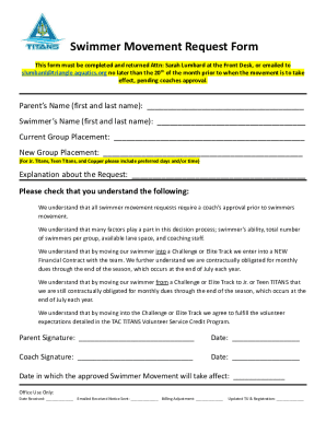 Fillable Online 2022-2023 TITANS Swimmer Movement Request Form Fax ...