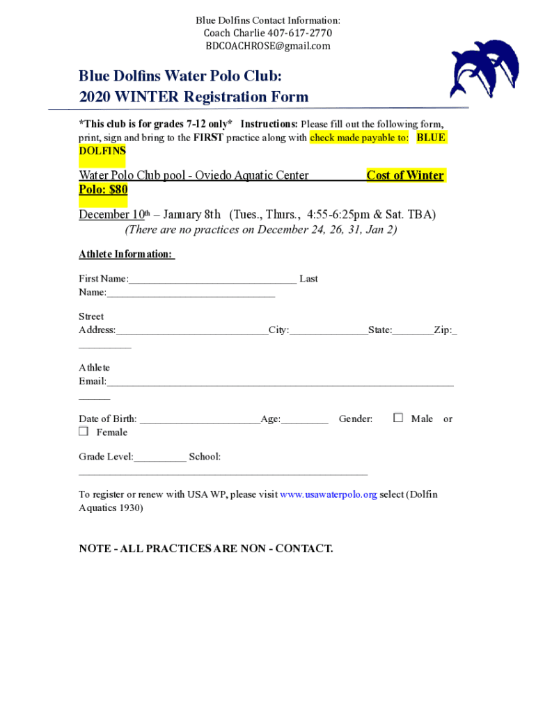 Fillable Online Third Coast Aquatics Water Polo ClubThird Coast Aquatics Fax Email Print - pdfFiller