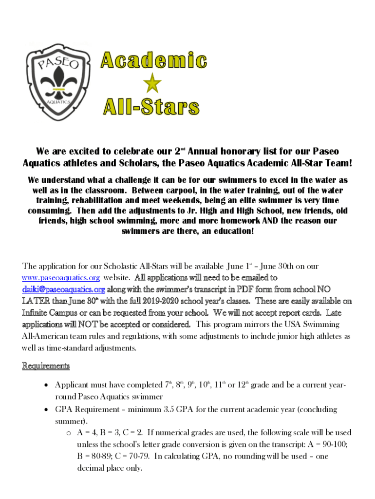 Fillable Online Paseo Scholastic All Star Application.docx Fax Email Print - pdfFiller