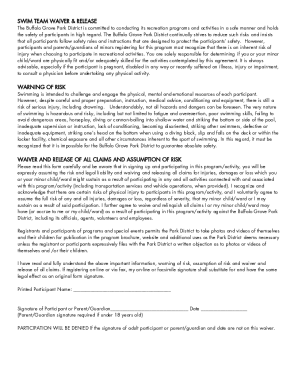 Fillable Online Waiver Form with Duncan Swim Team Fax Email Print ...