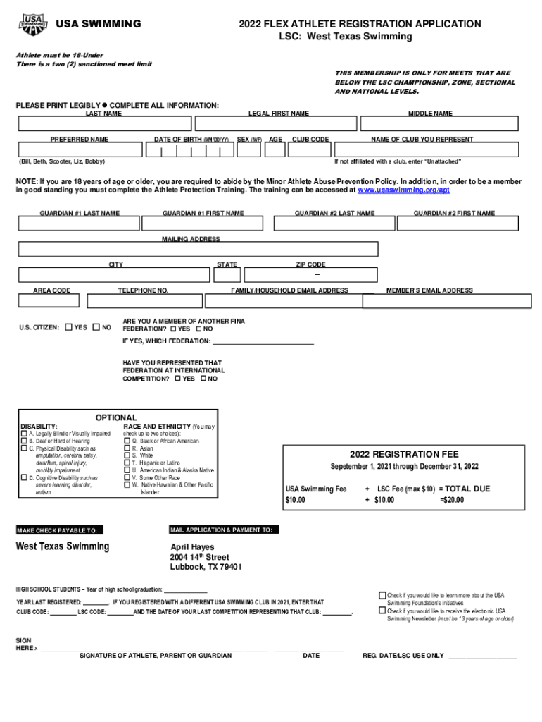 Fillable Online LSC: West Texas Swimming Fax Email Print - pdfFiller