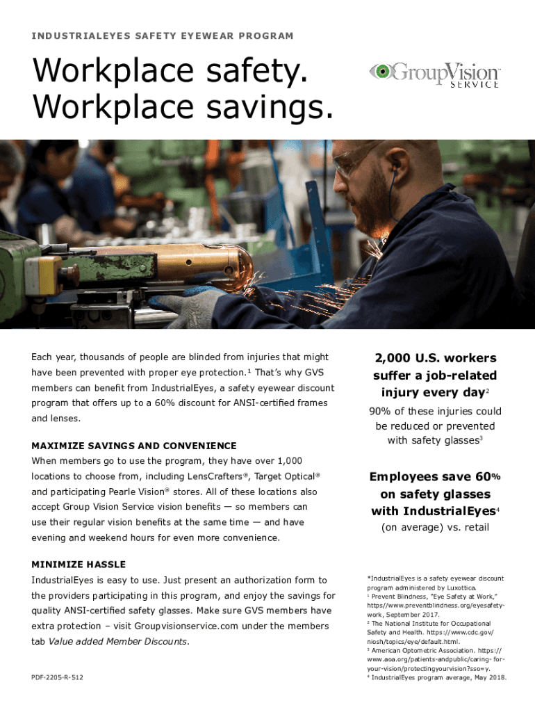 Fillable Online Safety Glasses and Goggles - Saving Millions of Eyes ...