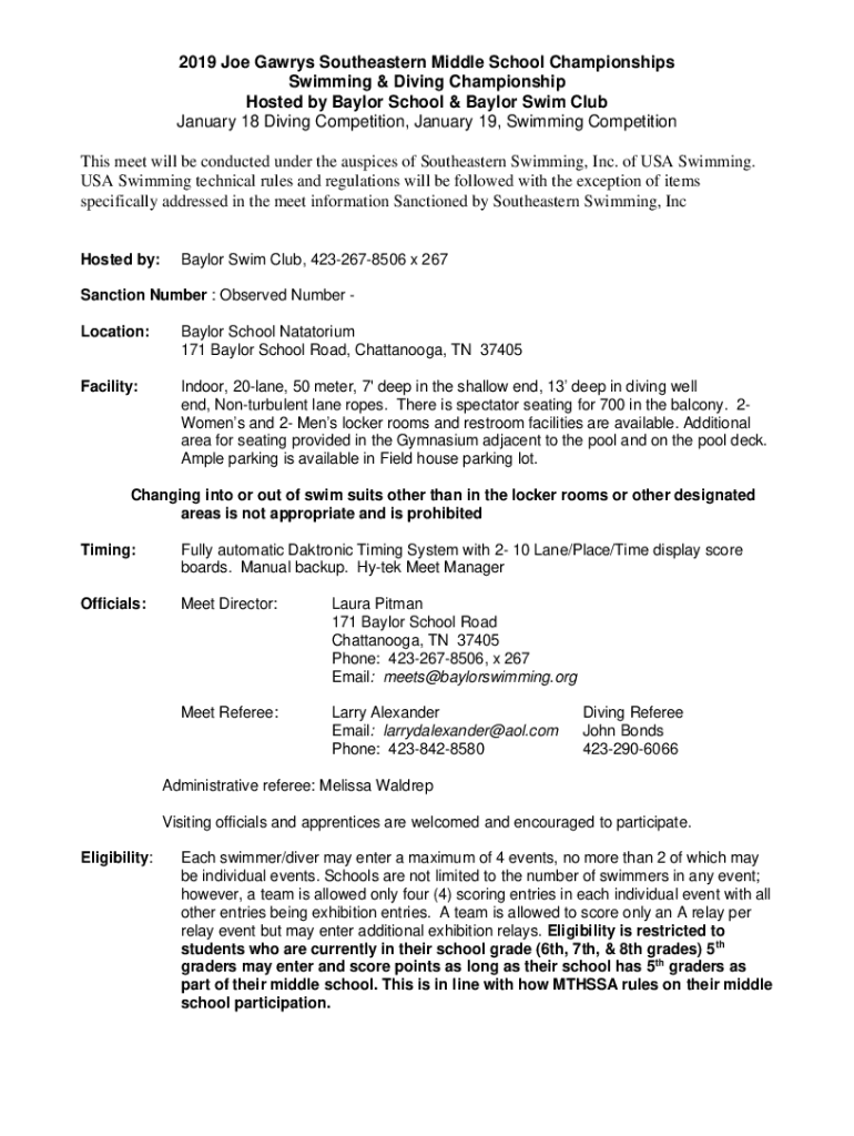 Fillable Online SCMS Swim Team Finish Strong in Southeastern Middle ...