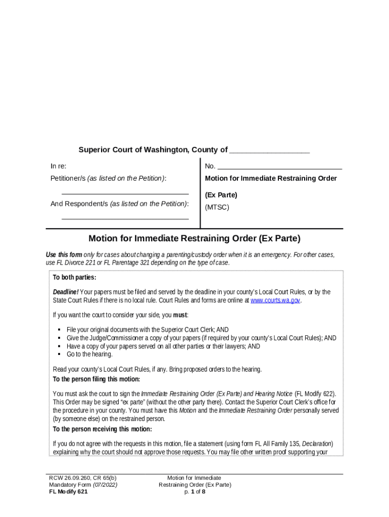 PETITION FOR MODIFICATION OF PARENTING PLAN/ ... Doc Template | pdfFiller