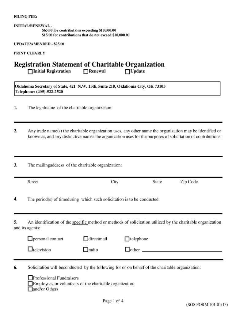 Fillable Online Charitable Organization Registration in ... - e-Form RS ...