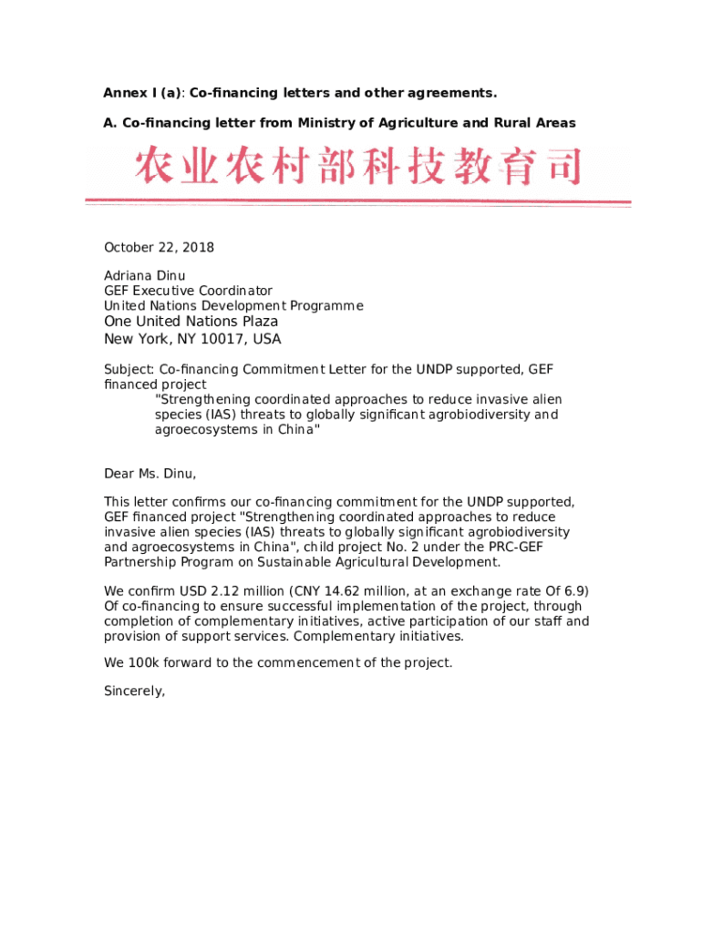 Annex IVConfirmation letters (Co-financing Letters) Doc Template ...