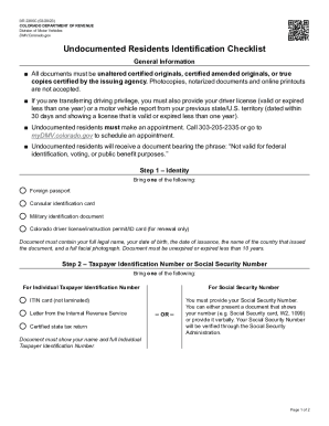 Fillable Online DR 2300C Undocumented Residents Identification ...