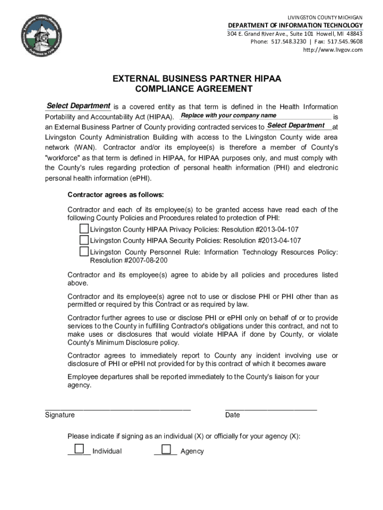 Fillable Online External-Business-Partner-HIPAA-Compliance-Agreement- ... Fax Email Print ...