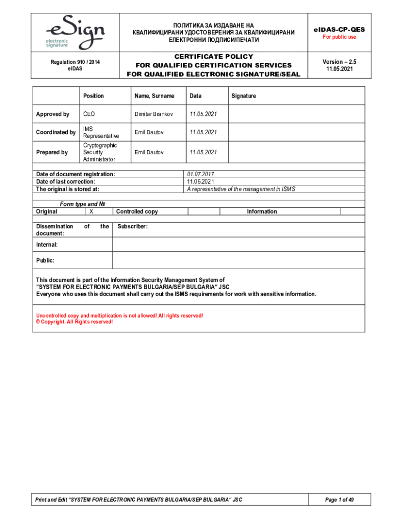 Fillable Online GlobalSign Qualified Signing Service Practice Statement Fax Email Print - pdfFiller