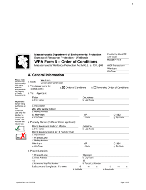 Fillable Online WPA Form 5: Order of Conditions Fax Email Print - pdfFiller