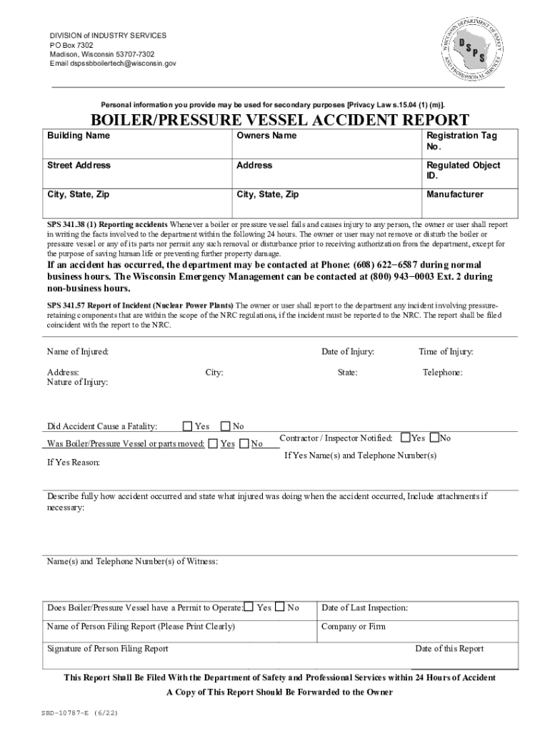 Fillable Online dsps wi Boiler Inspection Notice Fax Email Print ...