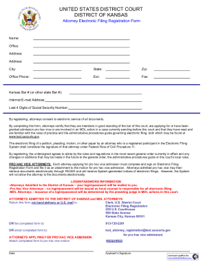 Fillable Online Pro Hac Vice Electronic Filing Registration Form Fax Email Print - pdfFiller