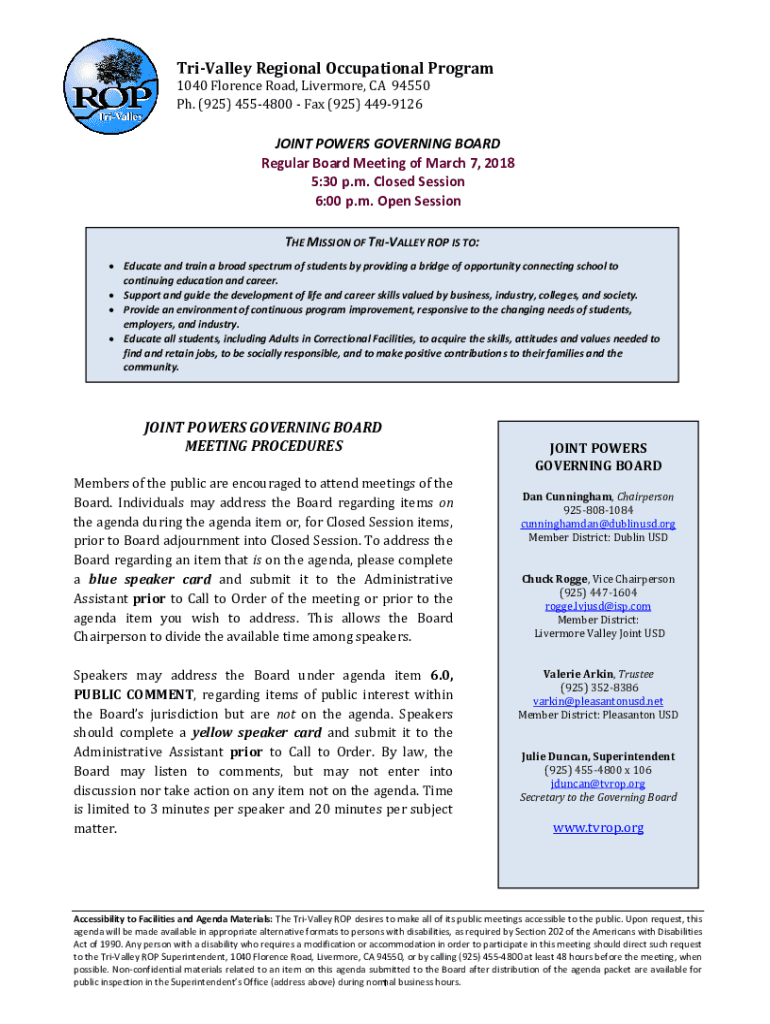 Fillable Online College and Career Center / Tri-Valley ROP Fax Email ...