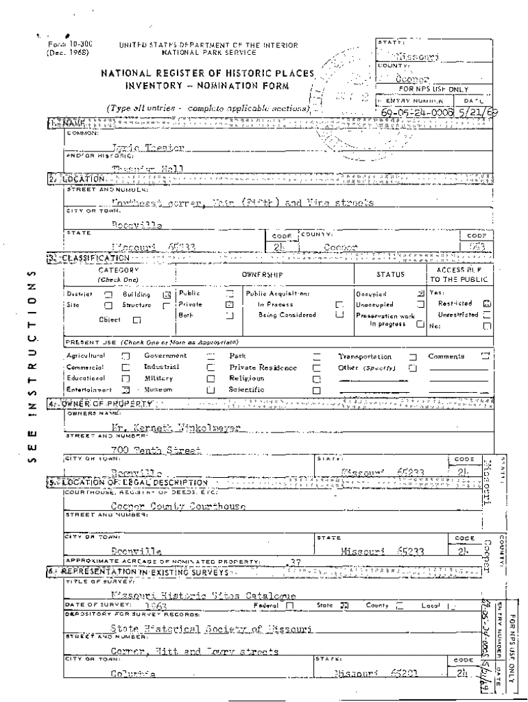 Fillable Online National Parks Service (NPS) Historic designation ... Fax Email Print - pdfFiller