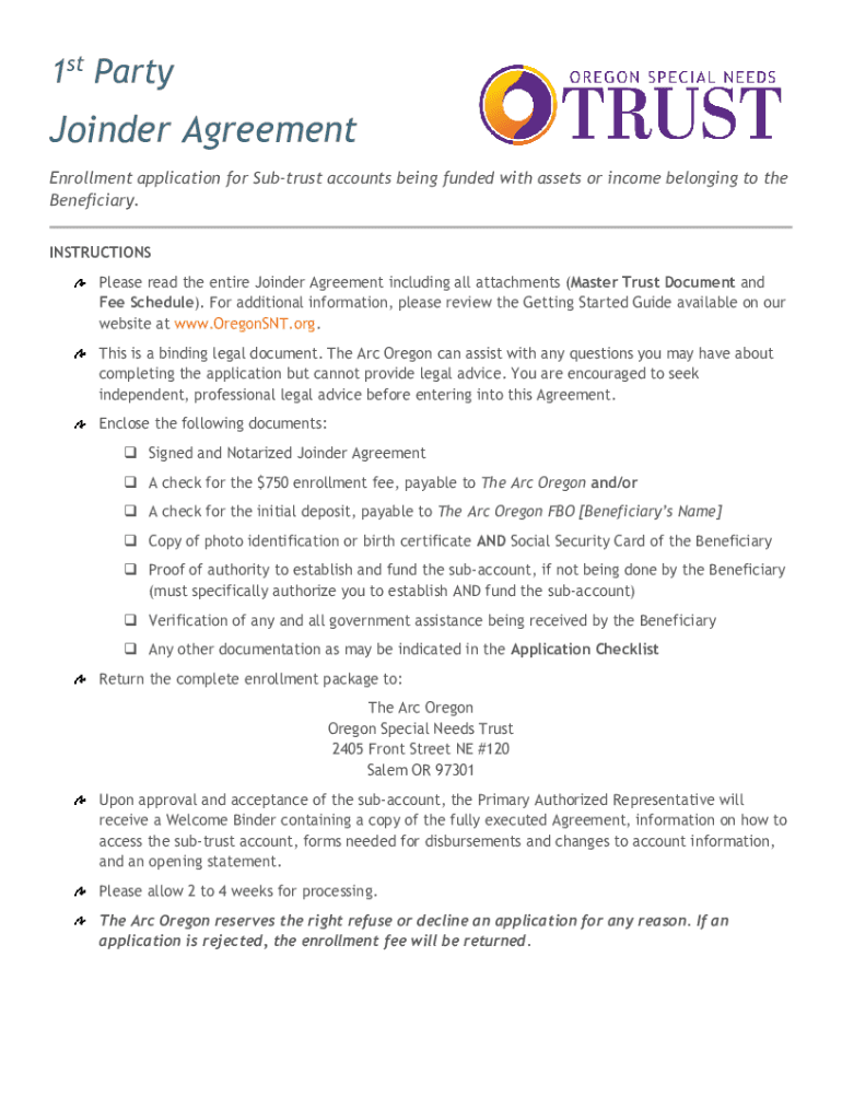 Fillable Online 1st Party Joinder Agreement Fax Email Print - pdfFiller