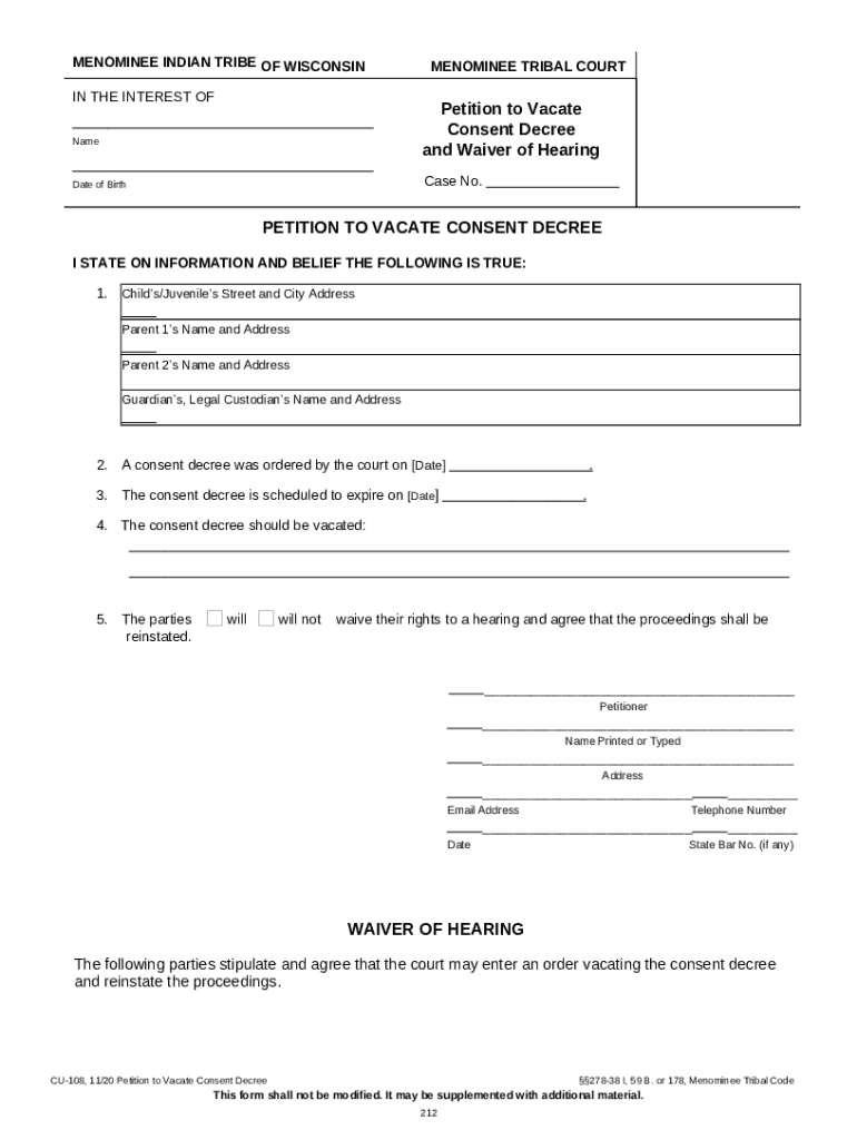 MENOMINEE INDIAN TRIBE OF WISCONSINMENOMINEE TRIBAL COURT Doc Template ...