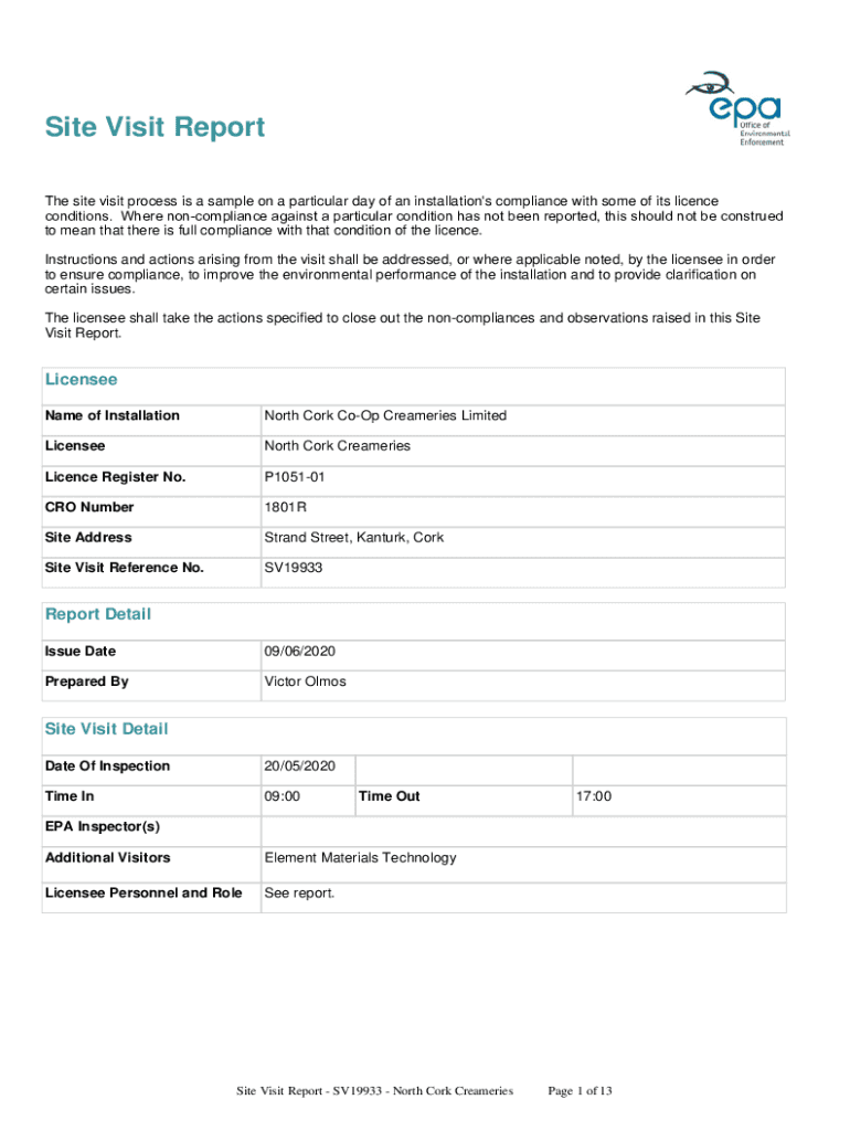 Fillable Online Site Visit Guidance Overview Fax Email Print - pdfFiller