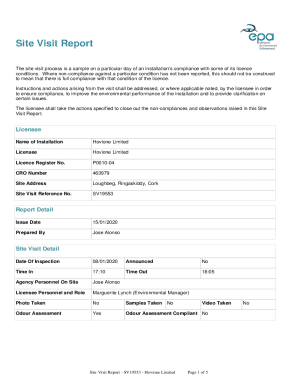 Fillable Online Site Visit Report - SV19466 Fax Email Print - pdfFiller