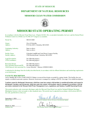 Fillable Online MISSOURI STATE OPERATING PERMIT WATER ... Fax Email ...