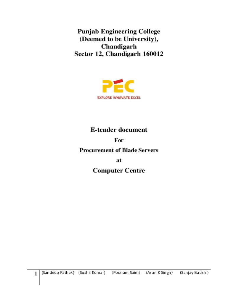 Fillable Online pec ac For Procurement of Blade Servers at Computer Centre Fax Email Print ...