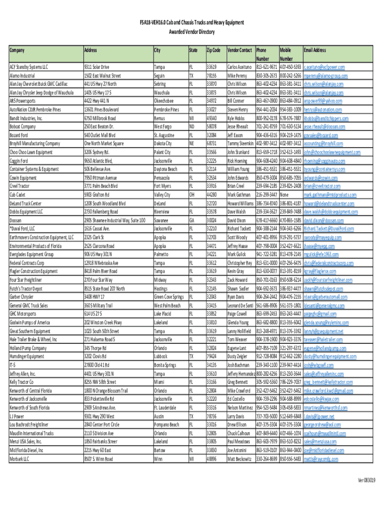 Fillable Online Commercial Vehicles in Sebring FLFleet Trucks at ... Fax Email Print - pdfFiller