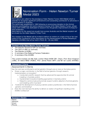 Fillable Online Helen Newton Turner Medal Application Form. Helen ...