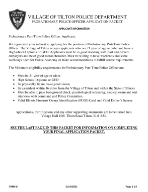 Fillable Online POLICE DEPARTMENT APPLICATION PACKAGE For ... Fax Email ...