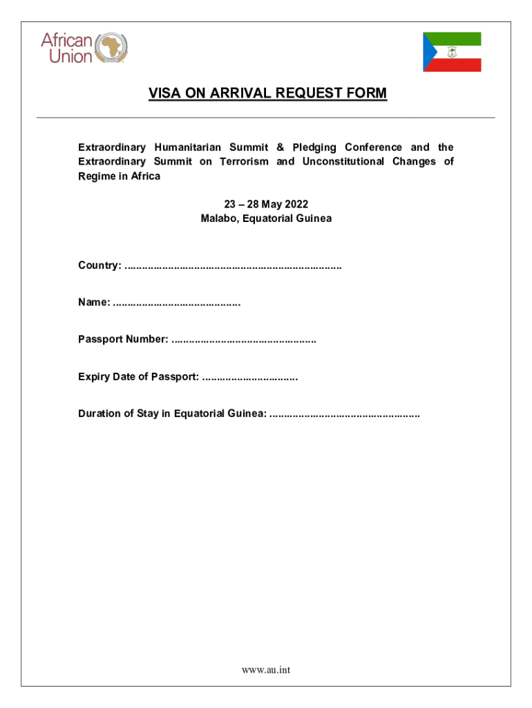 Fillable Online VISA ON ARRIVAL REQUEST FORM Fax Email Print - pdfFiller