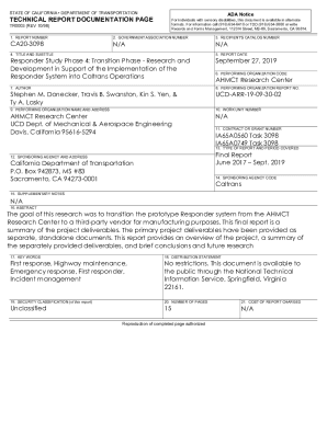 Fillable Online dot ca TECHNICAL REPORT DOCUMENTATION PAGE CA20-3098 N ...