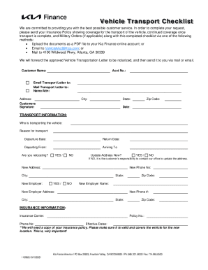 Fillable Online Vehicle Transport Checklist - KMF Fax Email Print ...