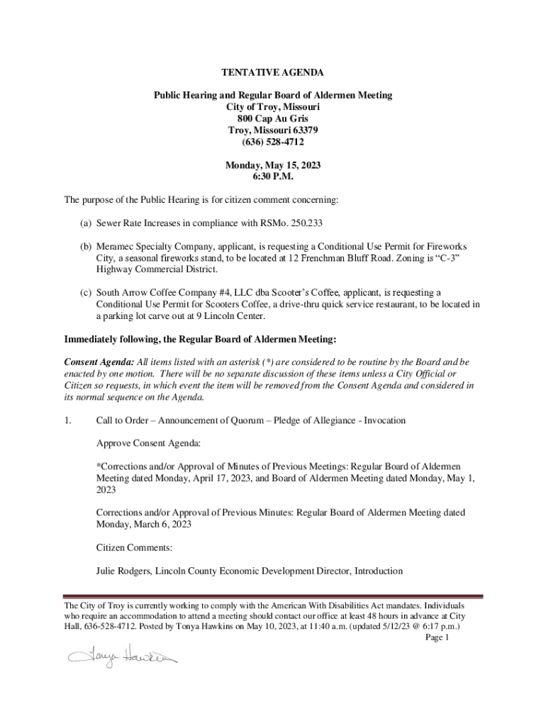 Fillable Online (a) Sewer Rate Increases in compliance with RSMo Fax ...