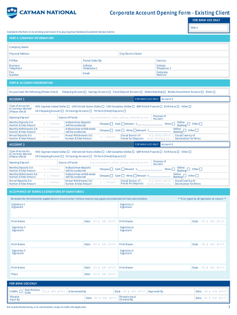 Fillable Online CNB Existing Client Corporate Account Application Form ...