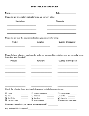 Fillable Online SUBSTANCE INTAKE FORM Tea Fax Email Print - pdfFiller