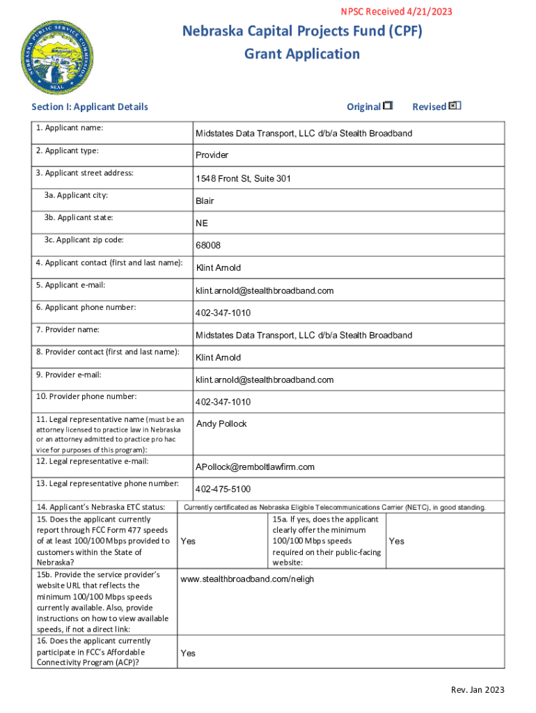 Fillable Online psc nebraska 2023 CPF Application Form - Platte-County-South-Underserved-REVISED ...