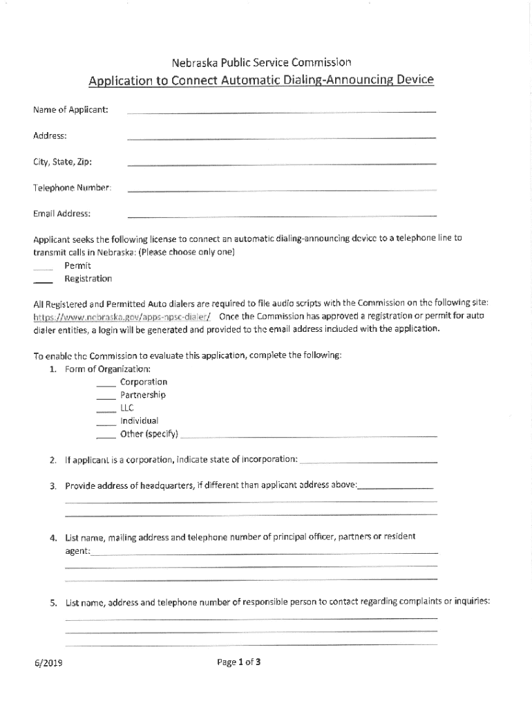 Fillable Online psc nebraska NEBRASKA PUBLIC SERVICE COMMISSION ...