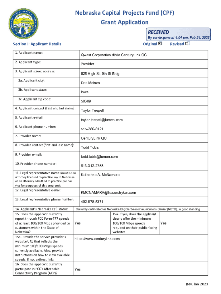 Fillable Online psc nebraska PSC Issues 2023 Capital Project Fund Schedule and ... Fax Email ...