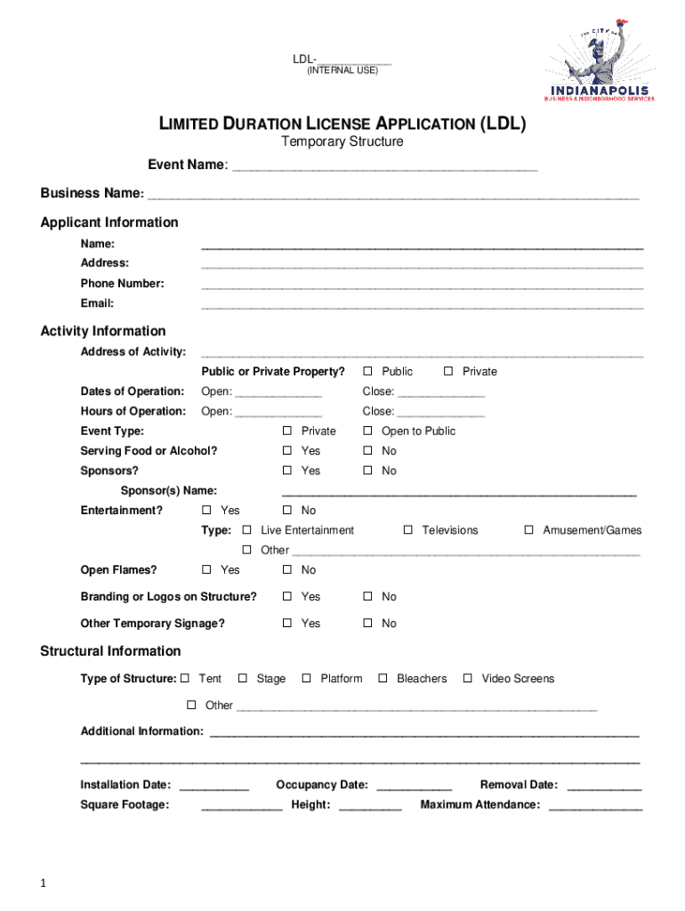 Fillable Online LIMITED DURATION LICENSE APPLICATION (LDL) Fax Email ...