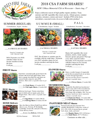 Fillable Online Root Five Farm NewslettersOrganic Farm Serving Upper ...