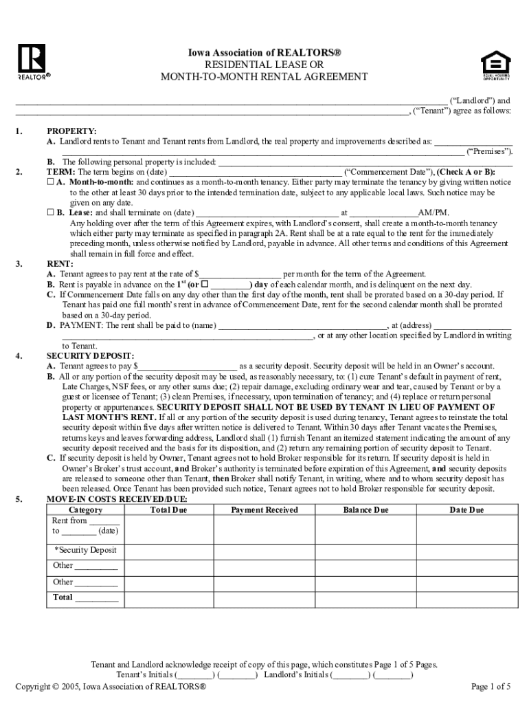 Fillable Online Iowa Realtors Residential Lease Agreement Fax Email Print - pdfFiller