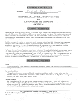 Fillable Online VENDOR CONTRACT Cferal InllfmlRSl Terms and ... Fax ...